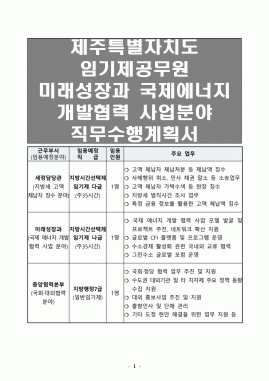 제주특별자치도 임기제공무원 미래성장과 국제에너지 개발협력 사업분야  직무수행계획서-1페이지