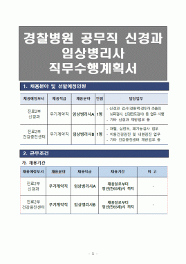 경찰병원 공무직 신경과 임상병리사 직무수행계획서-1페이지