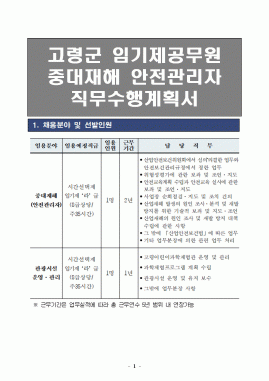 고령군 임기제공무원 중대재해 안전관리자 직무수행계획서-1페이지