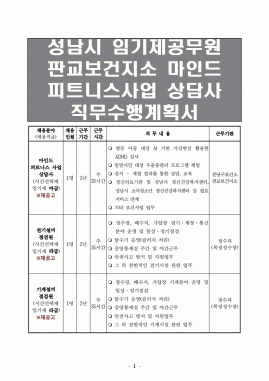 성남시 임기제공무원 판교보건지소 마인드 피트니스사업 상담사 직무수행계획서-1페이지