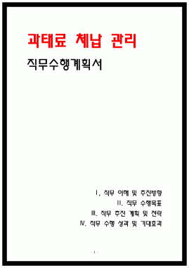 과태료 체납관리 직무수행계획서-1페이지