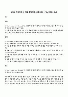 2026 현대자동차 자율주행개발-시험(3월 신입) 자기소개서-1페이지
