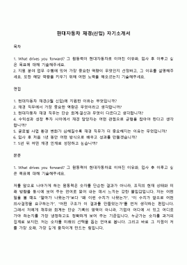 현대자동차 재경(신입) 자기소개서-1페이지