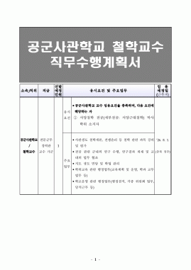 공군사관학교 철학교수 직무수행계획서-1페이지