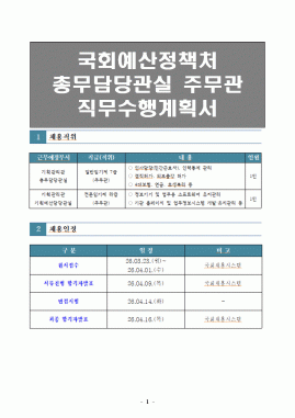 국회예산정책처 총무담당관실 주무관 직무수행계획서-1페이지