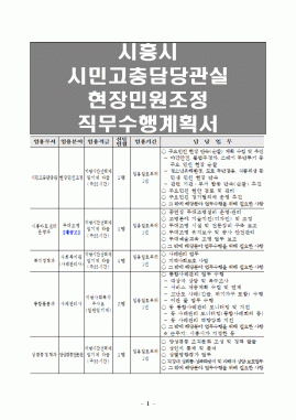 시흥시 시민고충담당관실 현장민원조정 직무수행계획서-1페이지