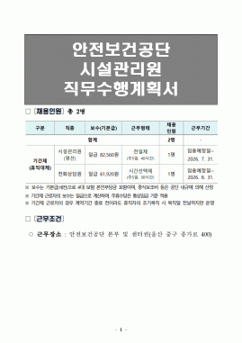 안전보건공단 시설관리원 직무수행계획서-1페이지