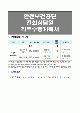 안전보건공단 전화상담원 직무수행계획서-1페이지