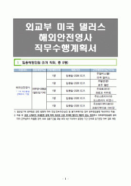 외교부 미국 댈러스 해외안전영사 직무수행계획서-1페이지