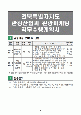 전북특별자치도 관광산업과 관광마케팅 직무수행계획서-1페이지