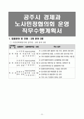공주시 경제과 노사민정협의회 운영 직무수행계획서-1페이지