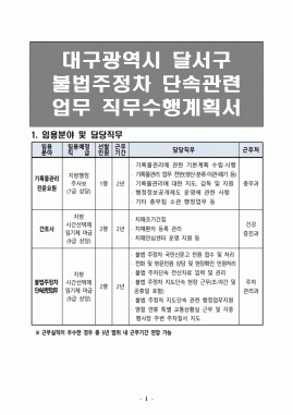 대구광역시 달서구 불법주정차 단속관련 업무 직무수행계획서-1페이지