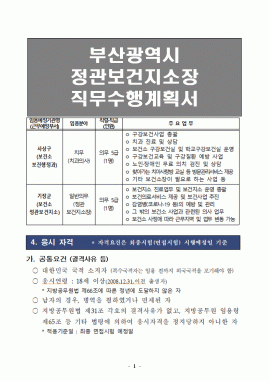 부산광역시 정관보건지소장 직무수행계획서-1페이지