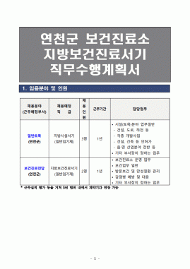 연천군 보건진료소 지방보건진료서기 직무수행계획서-1페이지