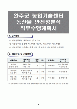 완주군 농업기술센터 농산물 안전성분석 직무수행계획서-1페이지