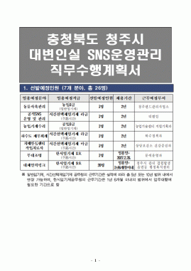 충청북도 청주시 대변인실 SNS운영관리 직무수행계획서-1페이지