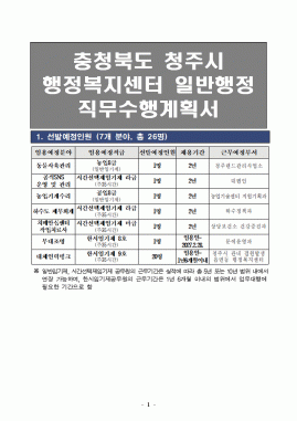 충청북도 청주시 행정복지센터 일반행정 직무수행계획서-1페이지