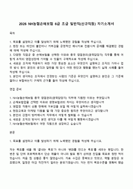 2026 NH농협손해보험 6급 초급 일반직(신규직원) 자기소개서-1페이지