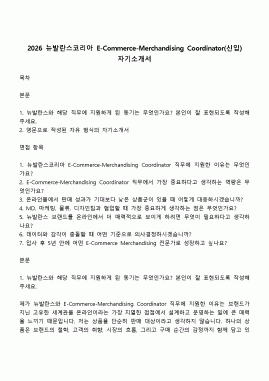 2026 뉴발란스코리아 E-Commerce-Merchandising Coordinator(신입) 자기소개서-1페이지