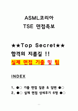 ASML코리아 TSE 면접후기 6명 및 실제 기출질문과 답변-1페이지
