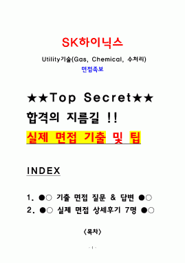 SK하이닉스 유틸리티(가스,케미컬,수처리)실제 면접후기 7명 모음 및 기출질문 답변-1페이지
