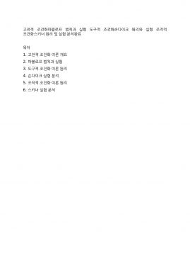 고전적 조건화파블로프 법칙과 실험 도구적 조건화손다이크 원리와 실험 조작적 조건화스키너 원리 및 실험 분석완료-1페이지