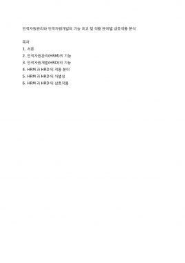 인적자원관리와 인적자원개발의 기능 비교 및 적용 분야별 상호작용 분석-1페이지
