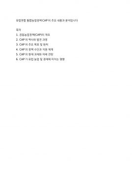 유럽연합 통합농업정책CAP의 주요 내용과 분석입니다-1페이지