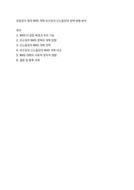 유럽정치 영국 NHS 개혁 보수당과 신노동당의 정책 방향 분석-1페이지