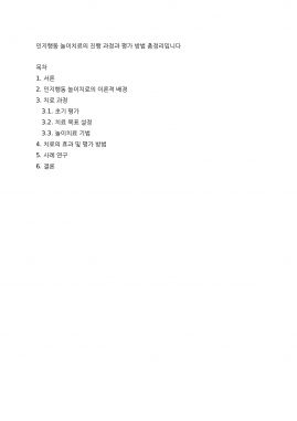 인지행동 놀이치료의 진행 과정과 평가 방법 총정리입니다-1페이지
