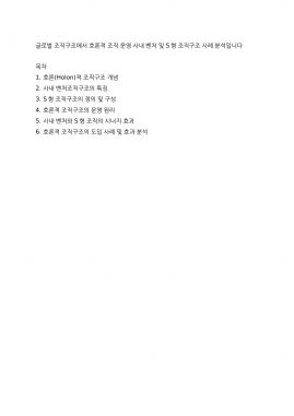 글로벌 조직구조에서 호론적 조직 운영 사내 벤처 및 S형 조직구조 사례 분석입니다-1페이지