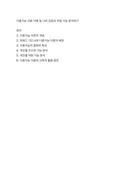 다중지능 이론 이해 및 나의 강점과 약점 지능 분석하기-1페이지