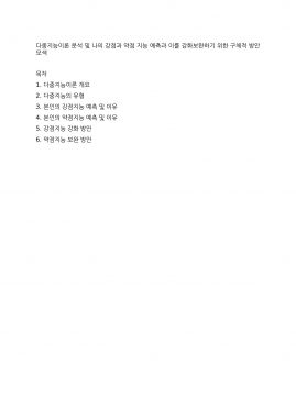 다중지능이론 분석 및 나의 강점과 약점 지능 예측과 이를 강화보완하기 위한 구체적 방안 모색-1페이지