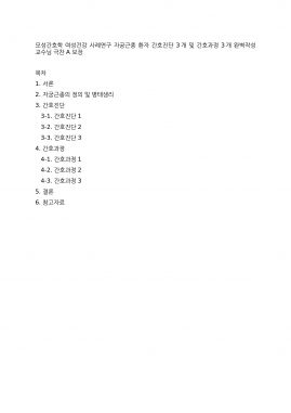 모성간호학 여성건강 사례연구 자궁근종 환자 간호진단 3개 및 간호과정 3개 완벽작성 교수님 극찬 A 보장-1페이지