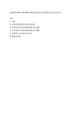모성보호관련법 시행 현황에 대한 공공기관과 민간단체의 비교 분석 보고서-1페이지