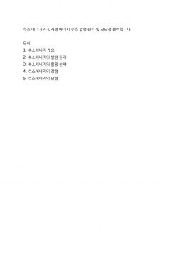 수소 에너지와 신재생 에너지 수소 발생 원리 및 장단점 분석입니다-1페이지