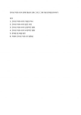 인터넷 커뮤니티의 문화 형성과 진화 그리고 그에 따른 문제점 분석하기-1페이지