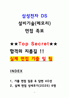 삼성전자 DS 메모리 설비기술 면접 후기 6명 및 기출 질문답변-1페이지