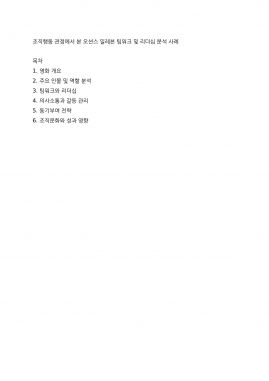 조직행동 관점에서 본 오션스 일레븐 팀워크 및 리더십 분석 사례-1페이지