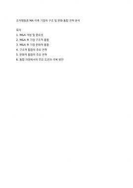 조직행동론 MA 이후 기업의 구조 및 문화 통합 전략 분석-1페이지