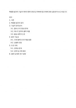 핵융합 발전의 기술적 제약과 향후 전망 및 극복해야 할 과제에 관한 심층 분석 보고서입니다-1페이지