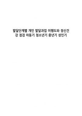 발달단계별 개인 발달과업 이행도와 정신건강 점검 아동기 청소년기 중년기 성인기-1페이지