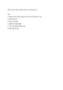 GM과 도요타 자동차 산업의 선두주자 비교 분석입니다-1페이지