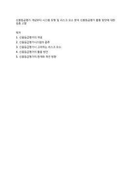 신용등급평가 개념부터 시스템 유형 및 리스크 요소 분석 신용등급평가 활용 방안에 대한 심층 고찰-1페이지