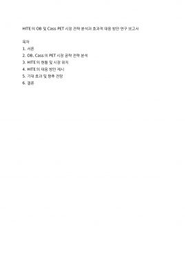 HITE의 OB 및 Cass PET시장 전략 분석과 효과적 대응 방안 연구 보고서-1페이지