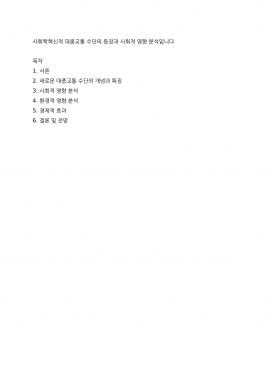 사회학혁신적 대중교통 수단의 등장과 사회적 영향 분석입니다-1페이지