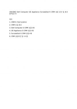 경영EBIZ Dell Computer GE Appliance ScrubaDub의 CRM 성공 요인 및 효과 분석입니다-1페이지