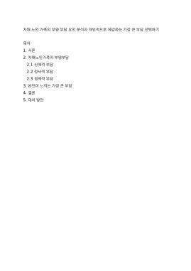 치매 노인 가족의 부양 부담 요인 분석과 개인적으로 체감하는 가장 큰 부담 선택하기-1페이지