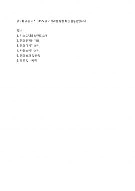광고학 개론 카스 CASS 광고 사례를 통한 학습 활용법입니다-1페이지