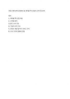 커뮤니케이션학 관점에서 본 케이블 TV 산업의 수익구조 분석-1페이지